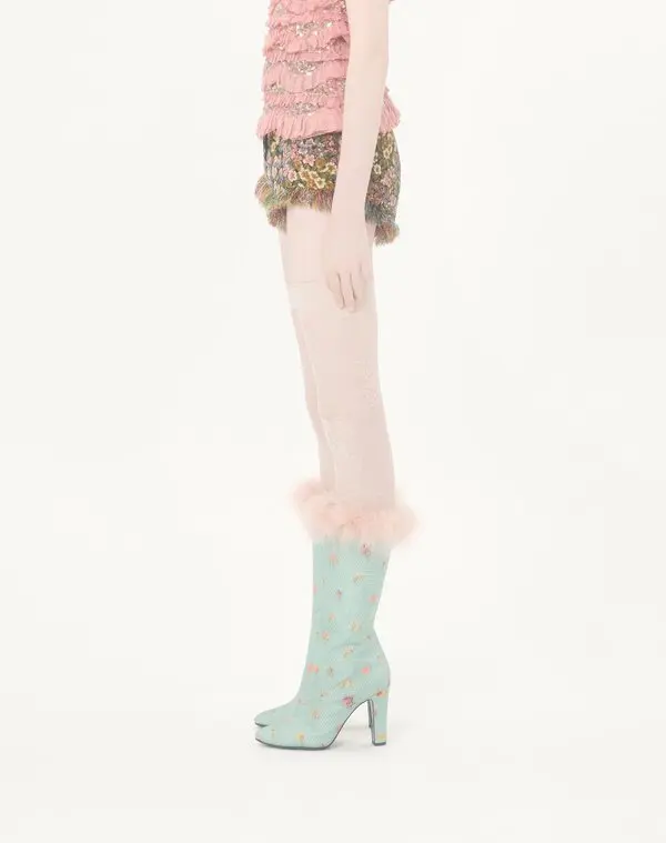 Valentino Garavani Floral Patterned Fringed Hem Shorts