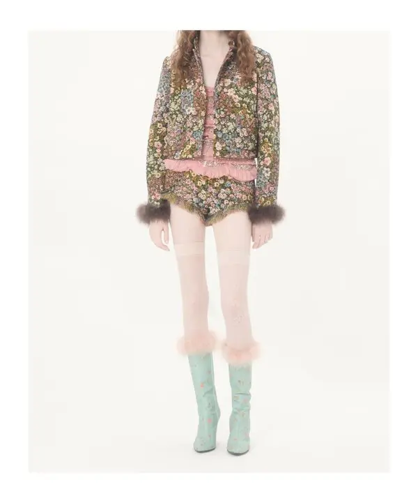 Valentino Garavani Floral Patterned Fringed Hem Shorts