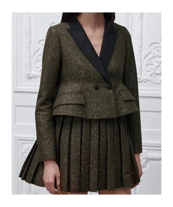 Dior Cropped Fitted Jacket With Shawl Lapel And Fabric Covered Button Front