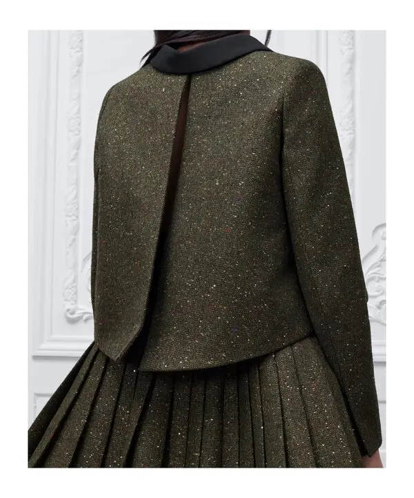 Dior Cropped Fitted Jacket With Shawl Lapel And Fabric Covered Button Front