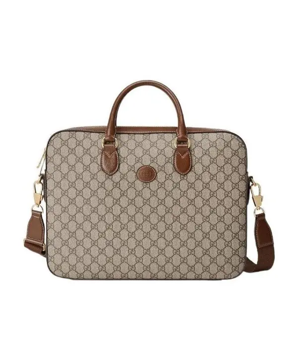 Gucci Interlocking G Monogram Laptop Bag - Nude
