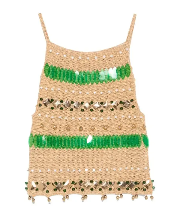 BODE Calypso Beaded Embellished Tank - Nude