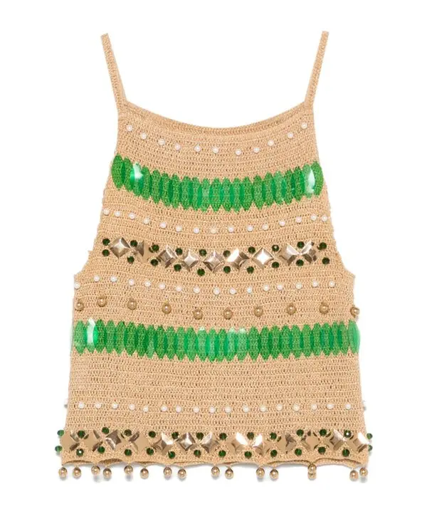 BODE Calypso Beaded Embellished Tank - Nude