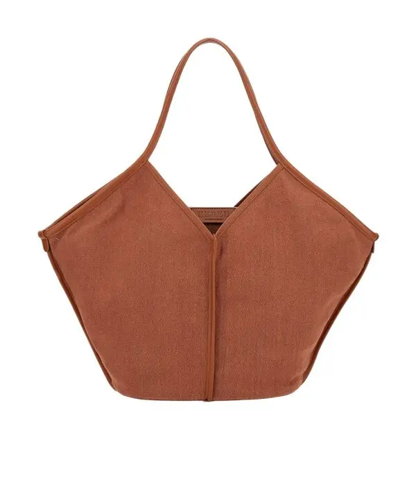 Hereu Top Handle Tote Bag With Detachable Pouch - Brown
