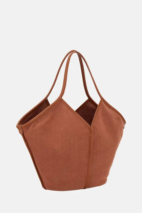 Hereu Top Handle Tote Bag With Detachable Pouch - Brown