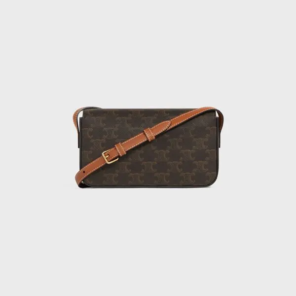 Celine Claude Shoulder Bag In Triomphe Canvas And Calfskin