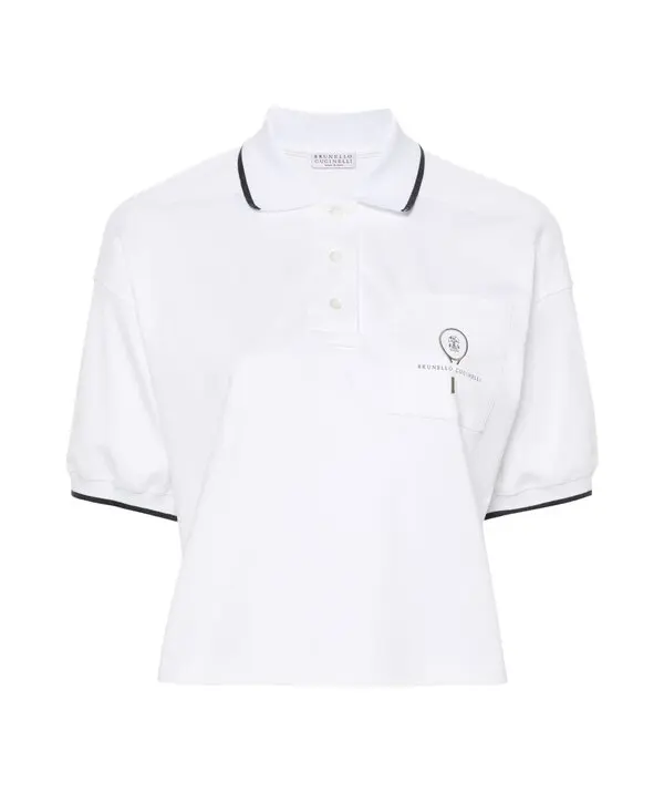Brunello Cucinelli Cropped Polo Shirt With Ribbed Trim