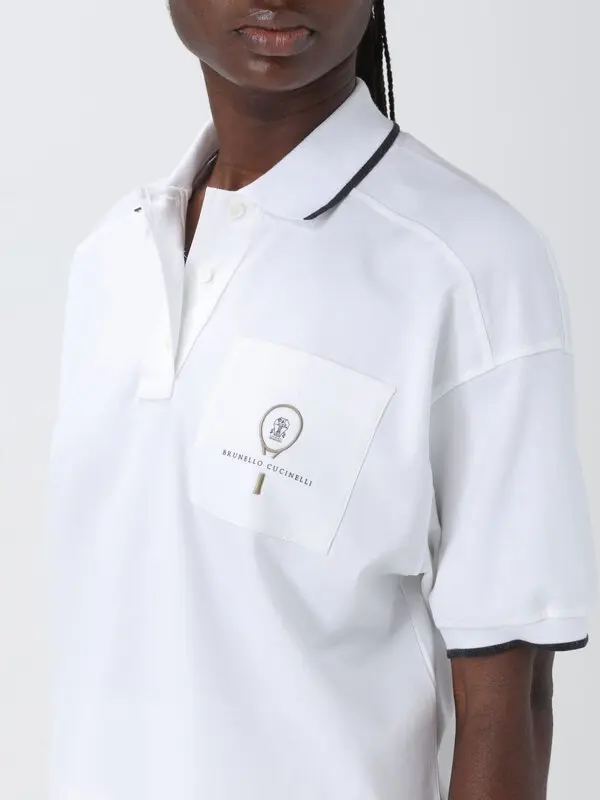 Brunello Cucinelli Cropped Polo Shirt With Ribbed Trim