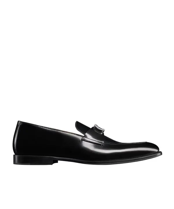 Dior Logo Plaque Slip-on Loafers - Black