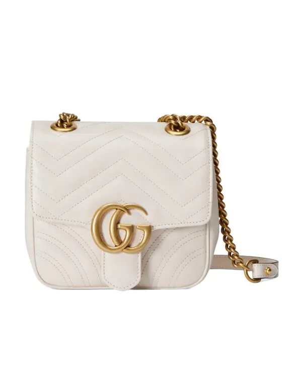 Gucci Mini Gg Marmont Matelassé Shoulder Bag - White