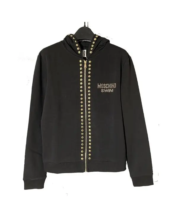 Moschino Studded Logo Hooded Zip Jacket
