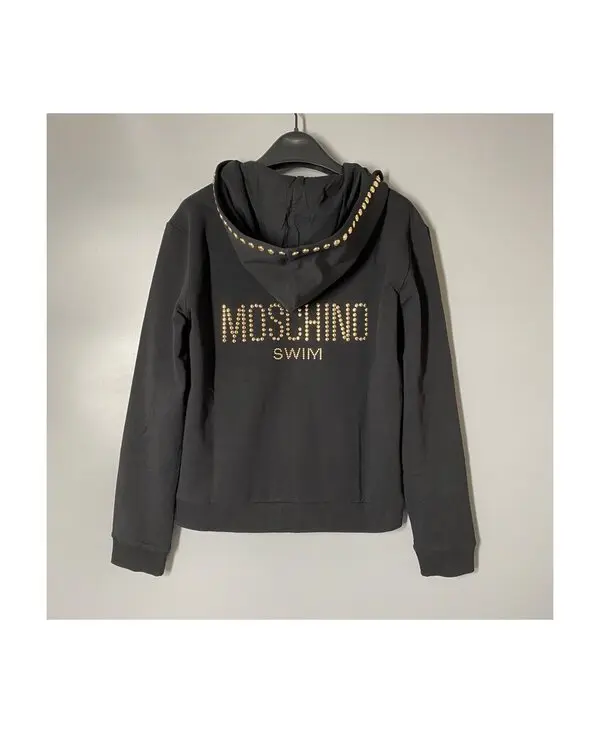 Moschino Studded Logo Hooded Zip Jacket