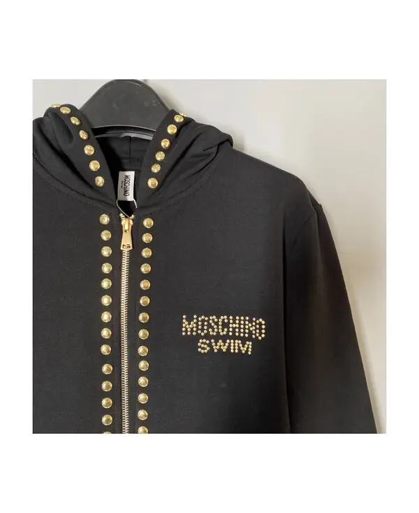 Moschino Studded Logo Hooded Zip Jacket