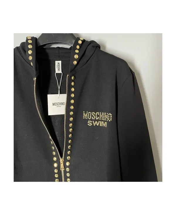 Moschino Studded Logo Hooded Zip Jacket