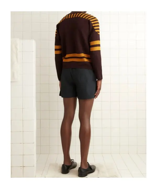 BODE Tie Neckline Sweater With Ribbed Trim And Logo Detail