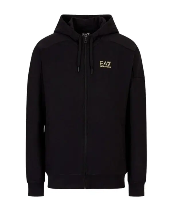 EA7 Logo Print Zip-up Hoodie