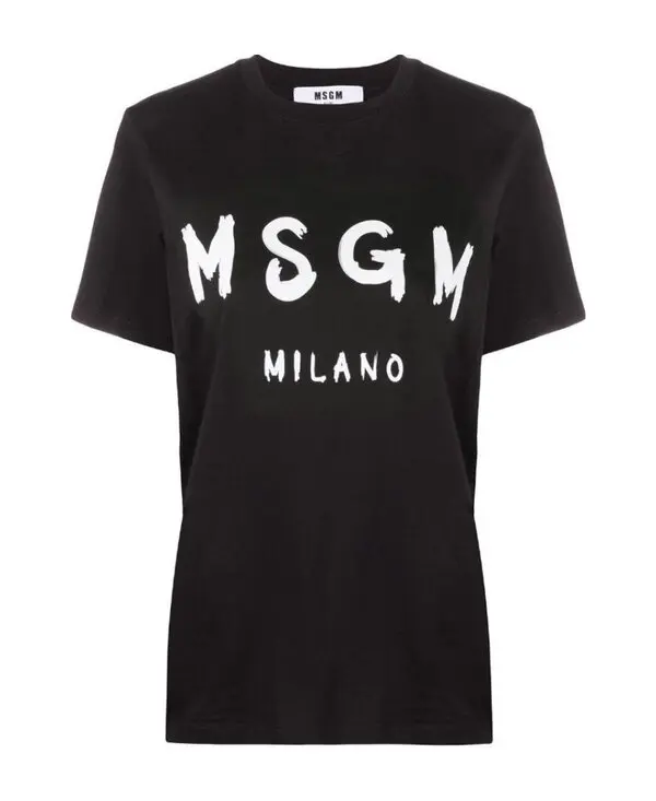 MSGM Logo Print Short Sleeve T-shirt - Black