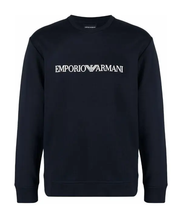 Emporio Armani Logo Printed Crewneck Sweatshirt - Black