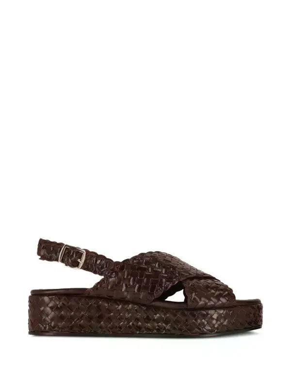 LA ROSE Woven Crossover Platform Sandals