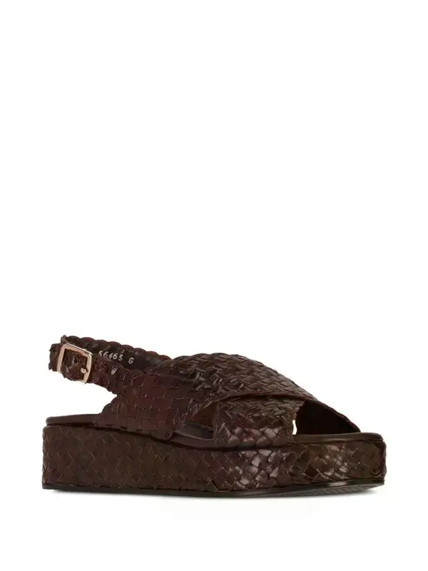 LA ROSE Woven Crossover Platform Sandals