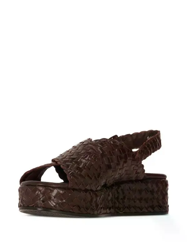 LA ROSE Woven Crossover Platform Sandals