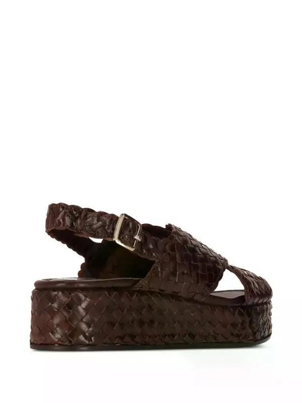 LA ROSE Woven Crossover Platform Sandals