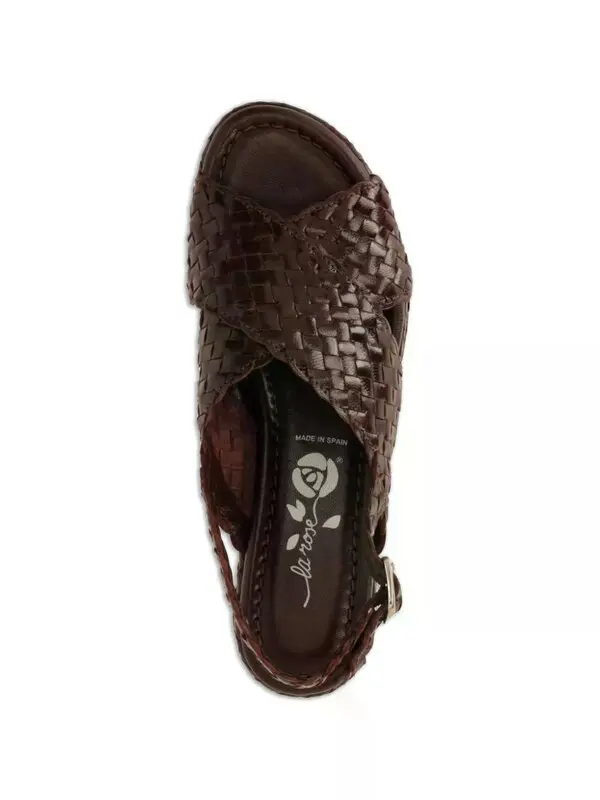 LA ROSE Woven Crossover Platform Sandals