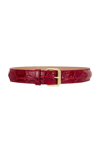 Dries Van Noten Printed Croc Effect Leather Belt - Red