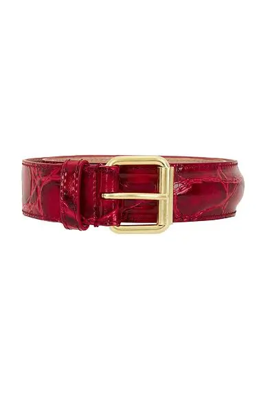 Dries Van Noten Printed Croc Effect Leather Belt - Red