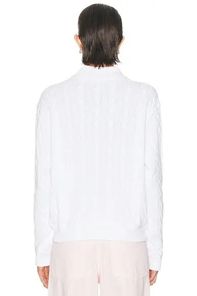 Polo Ralph Lauren Cable Knit Long Sleeve Polo Sweater - White