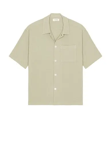 FRAME Open Weave Short Sleeve Shirt - Moss Green