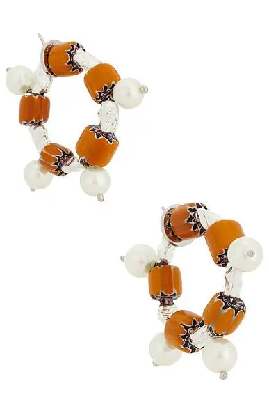 Dries Van Noten Beaded Hoop Earrings - Mandarin
