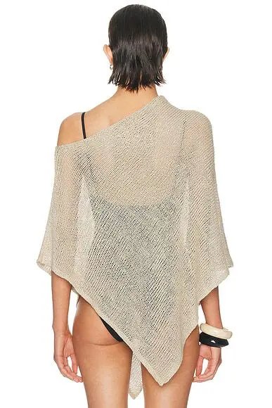 Enza Costa Linen Open Knit Poncho