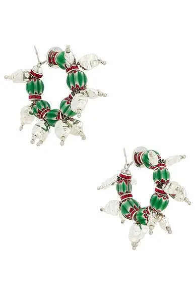 Dries Van Noten Beaded Hoop Earrings - Green