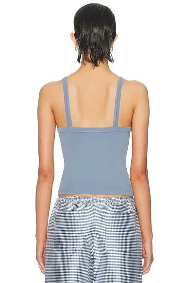 Donni. Baby Rib Square Neck Tank Top - Cornflower