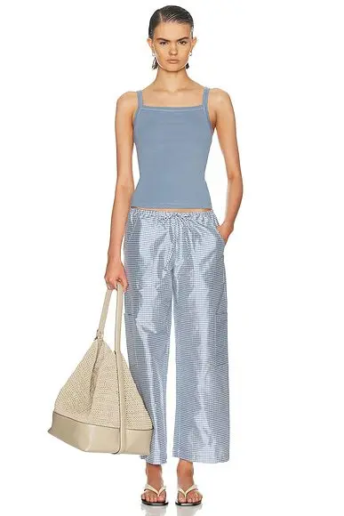 Donni. Baby Rib Square Neck Tank Top - Cornflower