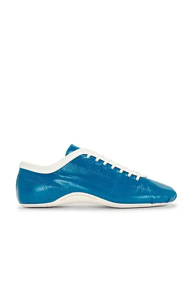 Dries Van Noten Ballet Sneaker In Glossed Leather - Turquoise