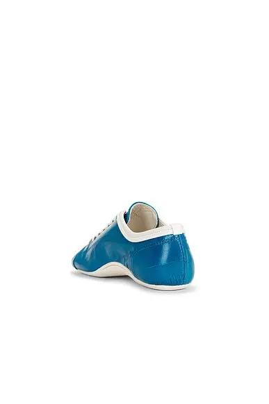 Dries Van Noten Ballet Sneaker In Glossed Leather - Turquoise