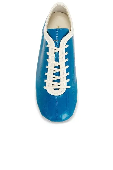 Dries Van Noten Ballet Sneaker In Glossed Leather - Turquoise
