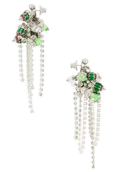 Dries Van Noten Dangle Earrings With Jewel Embellishments And Strass Details - Green
