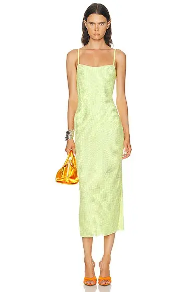 AREA Crystal Hotfix Cami Dress - Limoncello