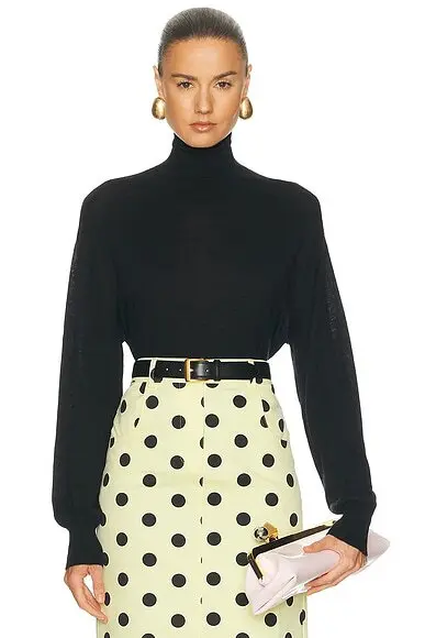 SAME Relaxed Cashmere Turtleneck Sweater - Black