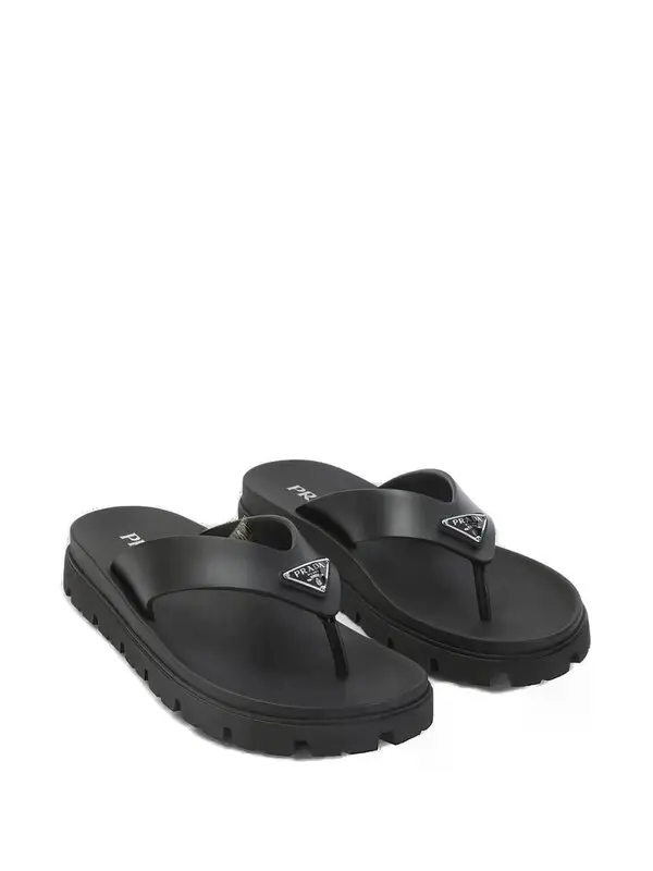 Prada Rubber Thong Sandals With Enameled Triangle Logo