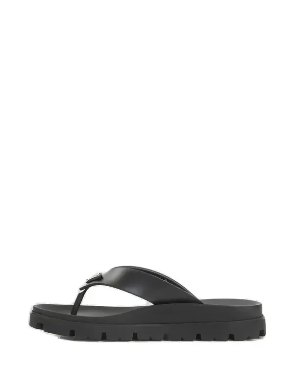Prada Rubber Thong Sandals With Enameled Triangle Logo