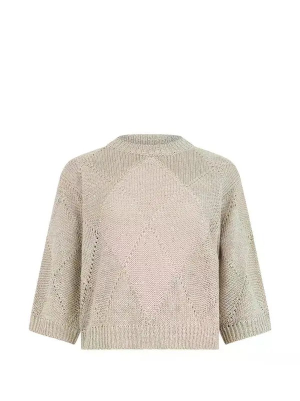 Peserico Sequined Argyle-knit Sweater