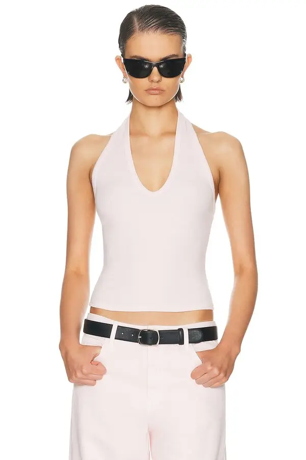 Enza Costa Cotton Rib U Halter Top - Cherry Blossom