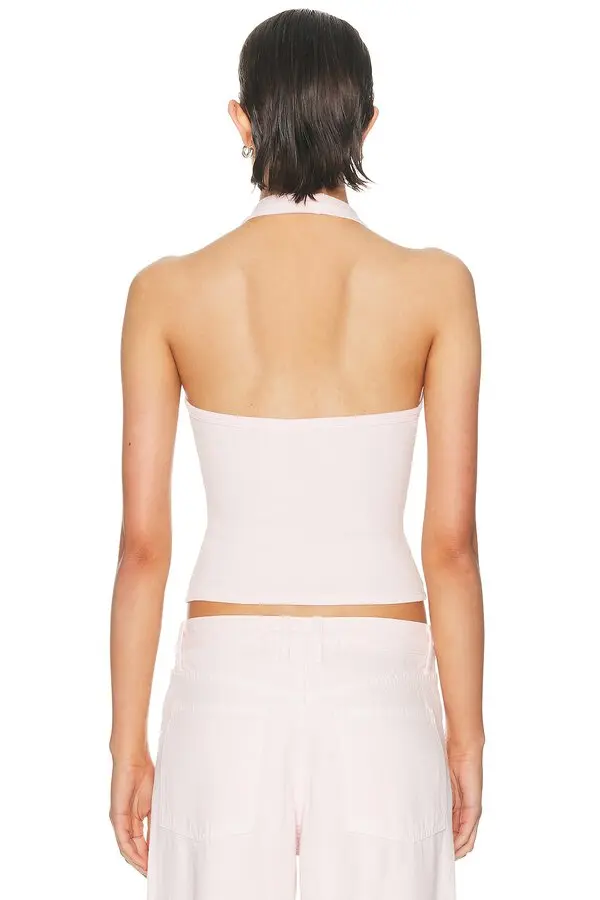 Enza Costa Cotton Rib U Halter Top - Cherry Blossom