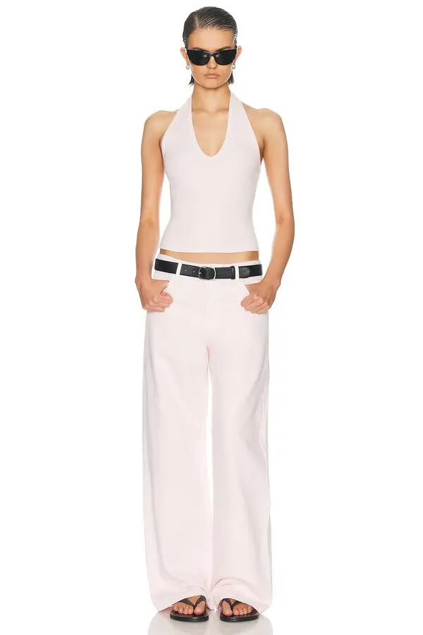 Enza Costa Cotton Rib U Halter Top - Cherry Blossom