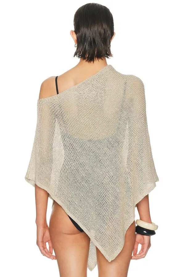 Enza Costa Open Knit Poncho - Oatmeal