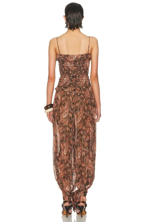Andamane Noor Wide Leg Smocked Jumpsuit - Paisley